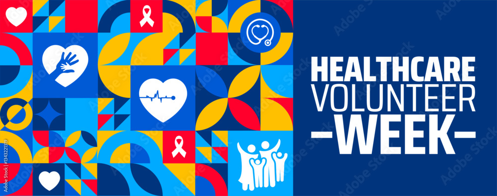 healthcare volunteer week geometric shape pattern background banner or ...