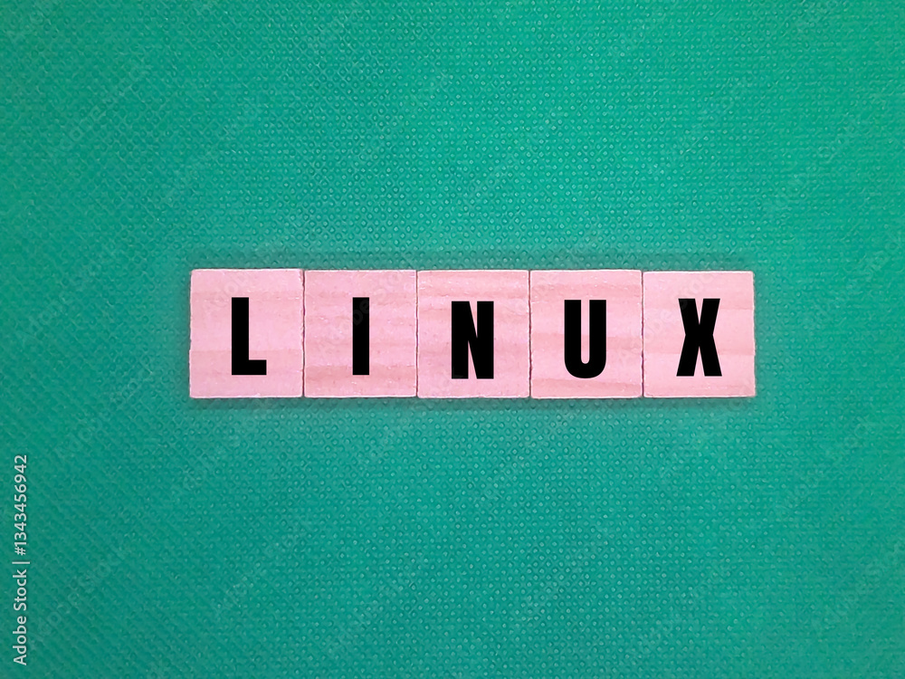 LINUX word alphabet blue background. internet concept Linux is a family ...