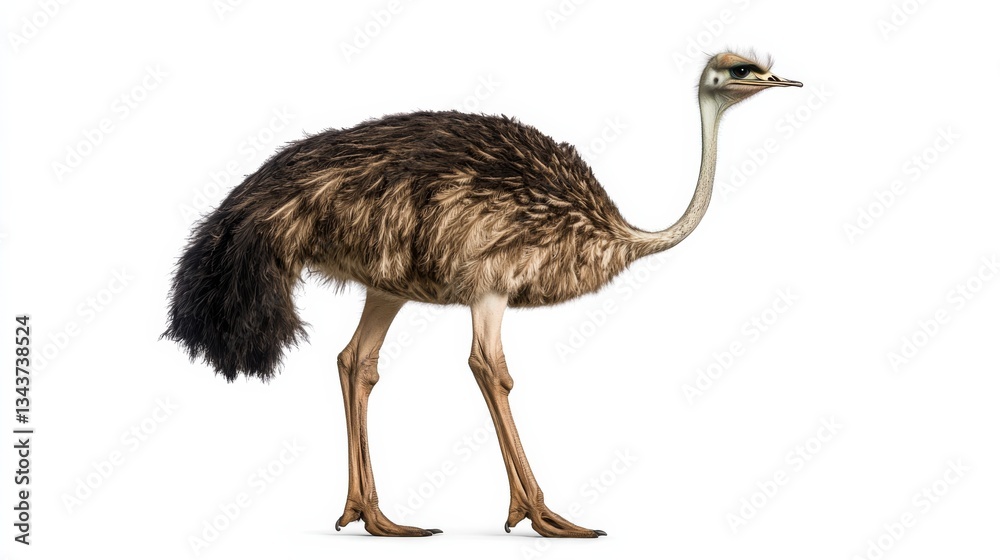 Rhea Profile Full Body, White Background, Bird Portrait, Wildlife ...