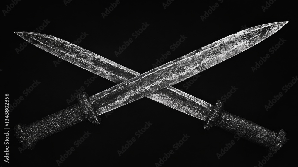 Crossed Machetes Silhouette Vector Icon. A black and white vector ...
