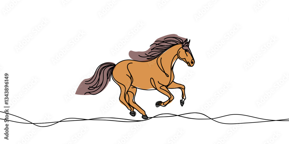 One line drawing Running Horse print,poster logo template.Horse ...
