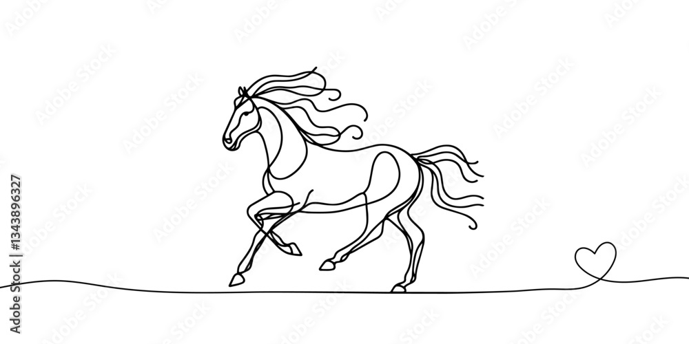 One line drawing Running Horse print,poster logo template.Horse ...