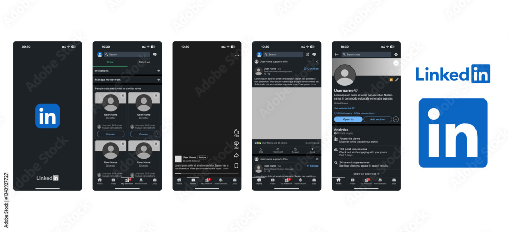 LinkedIn social media app template. iPhone 16e with LinkedIn mockup ...
