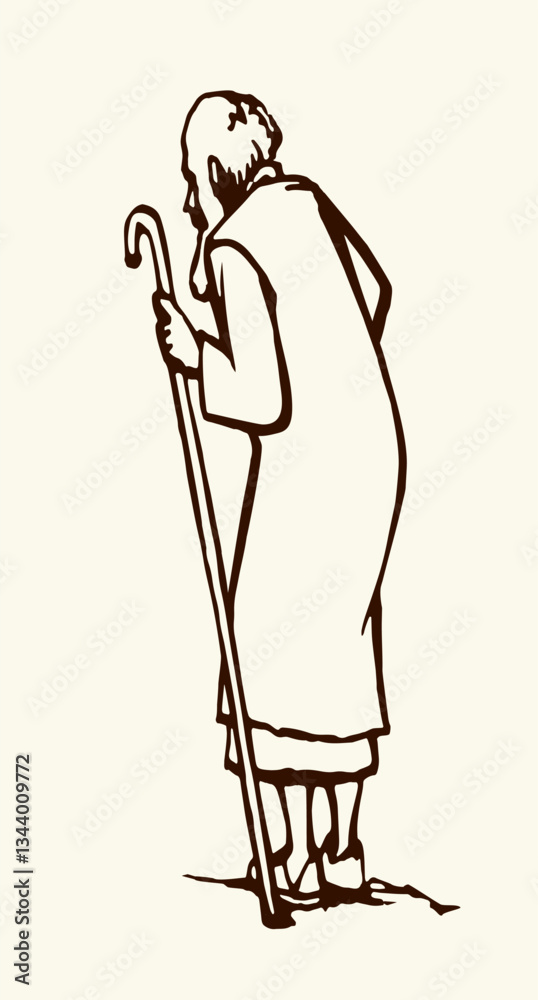 Vector drawing. Jewish man walk Stock Vector | Adobe Stock
