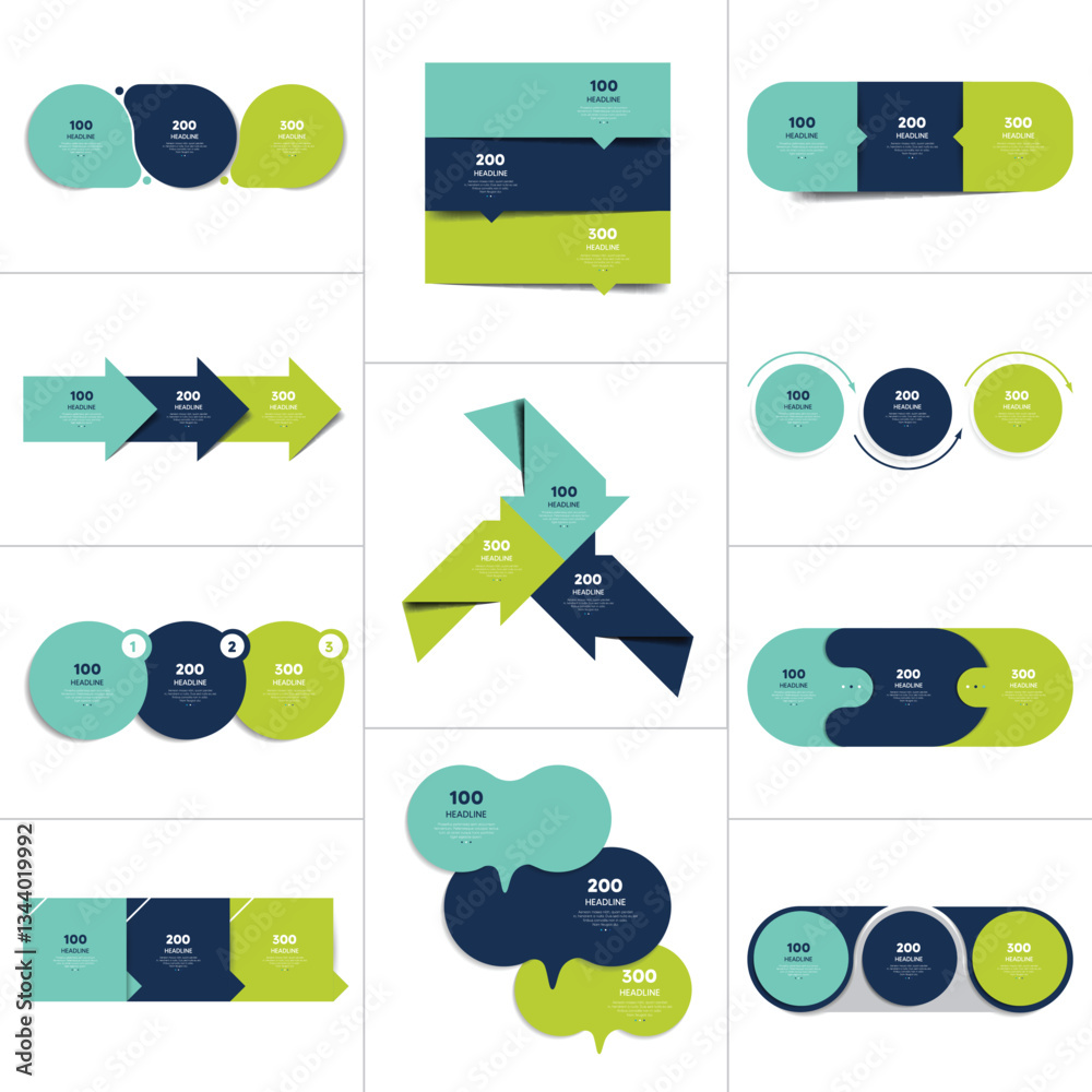 Three part, step infographic. Stock Vector | Adobe Stock