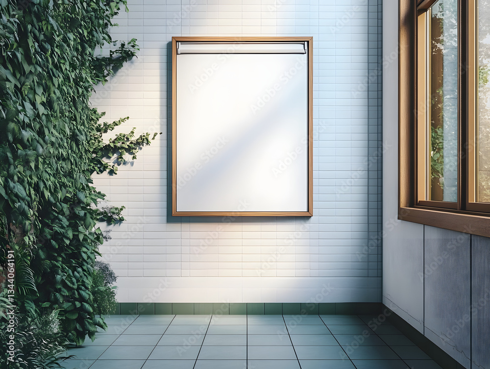 Blank signboard mockup situated on a school campus bulletin board for ...