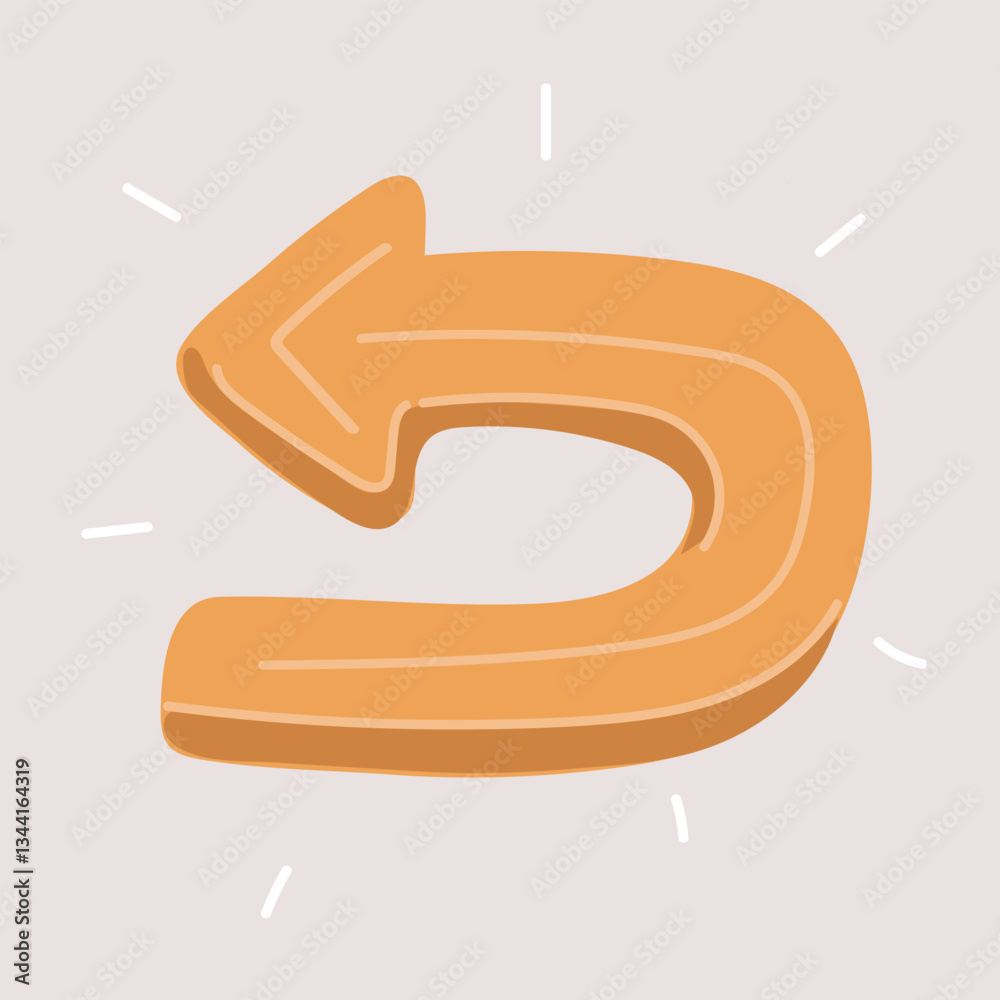Cartoon vector illustration of a back arrow, symbolizing a return to ...