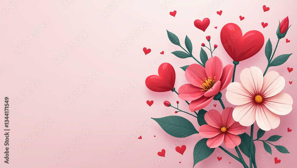 ion bouquet flowers valentine day love concept greeting card poster ...