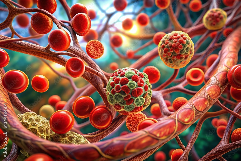Microscopic View: Blood Clot Formation in Damaged Vessel - Red Blood ...