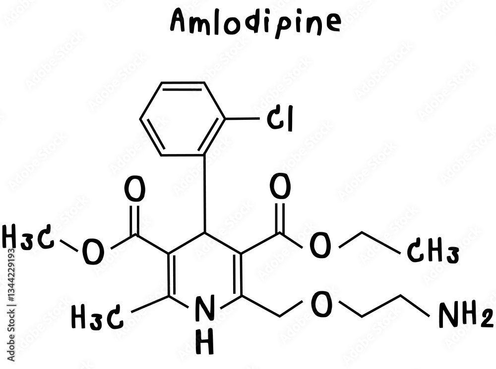 chemical structure of amlodipine Stock Illustration | Adobe Stock