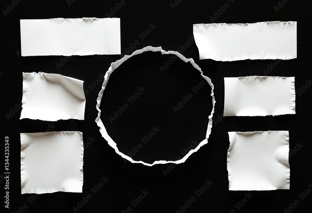 Black and White Ripped Paper: A high-resolution set of isolated white ...