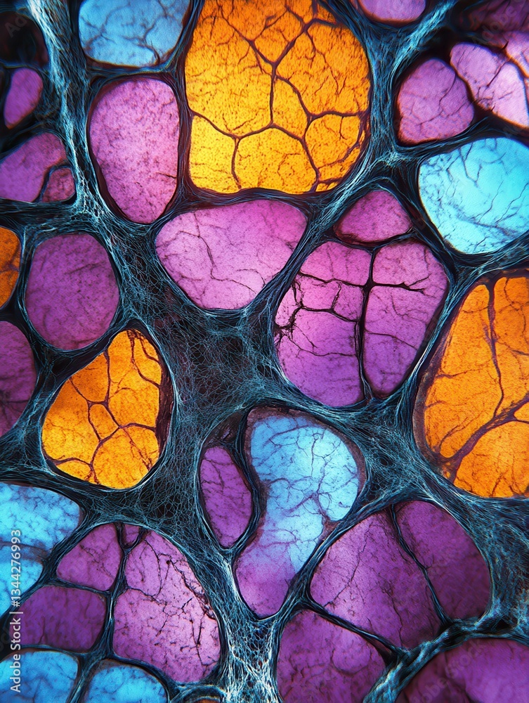 Stock-Foto „Low magnification light microscope micrograph of cross sectioned myelinated nerve ...