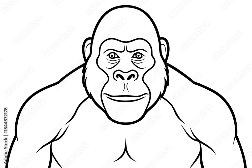 ape line art silhouette vector illustration Stock Vector | Adobe Stock