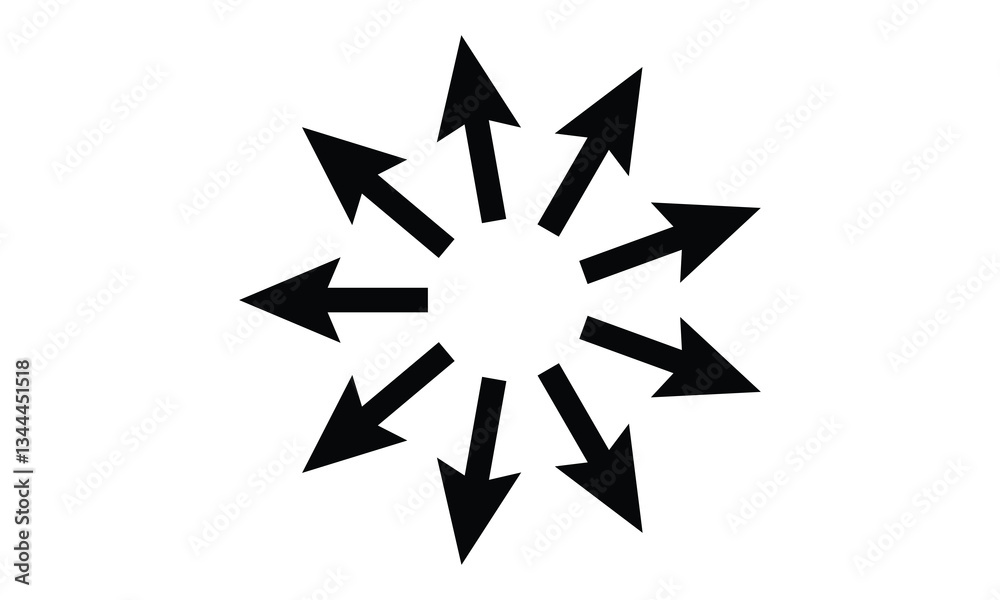 Symbol of expansion and contract, inward and outward arrows in circular ...
