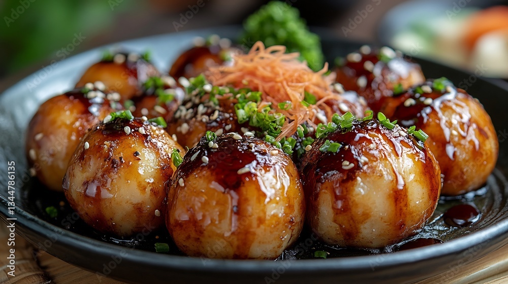 Takoyaki golden battered octopus balls drizzled mayonnaise sweet soy ...