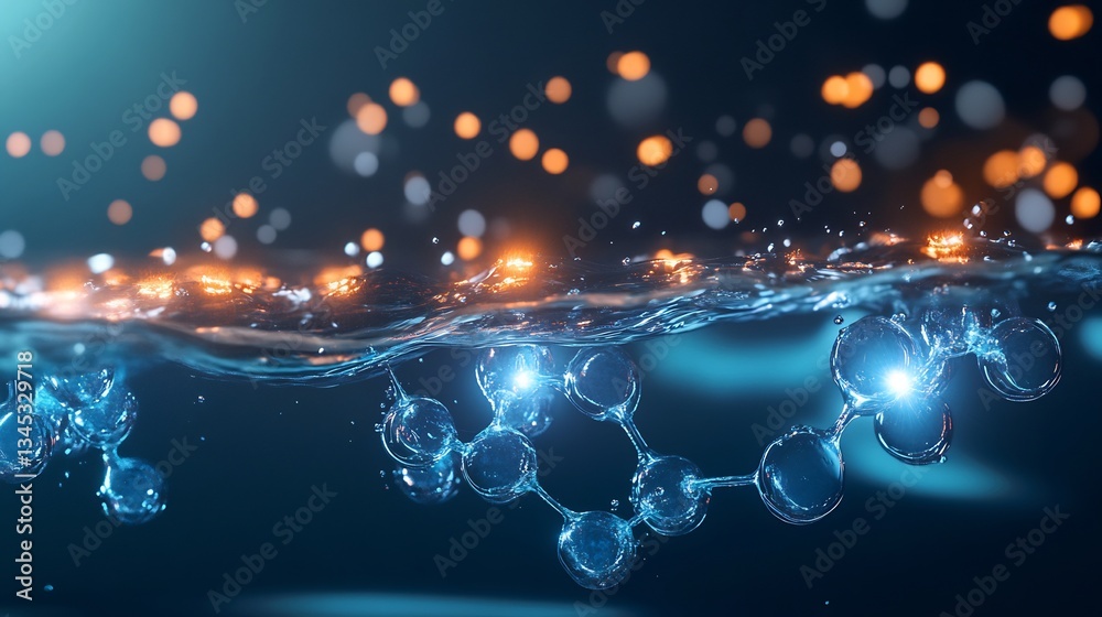 Electrolytic cells visualized glowing depictions of water electrolysis ...