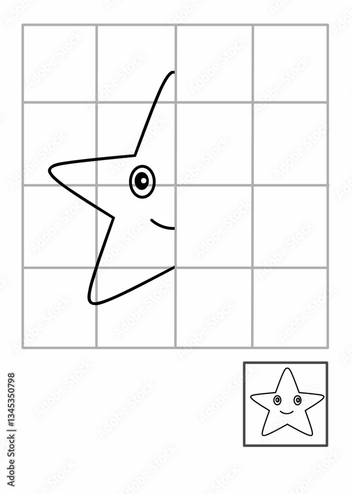 Symmetry drawing for kids, draw the other half side star activity for ...