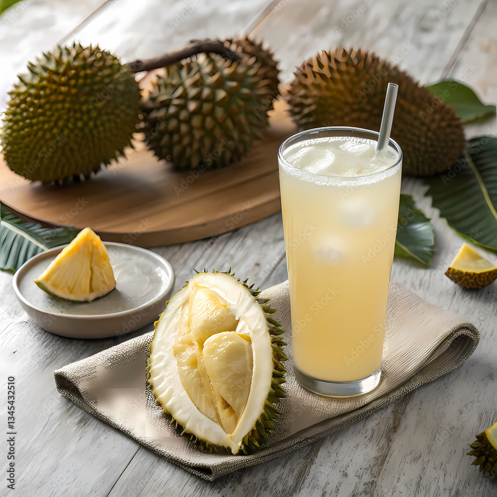 Natural fresh drink made from Durian (Durio zibethinus), also known as ...