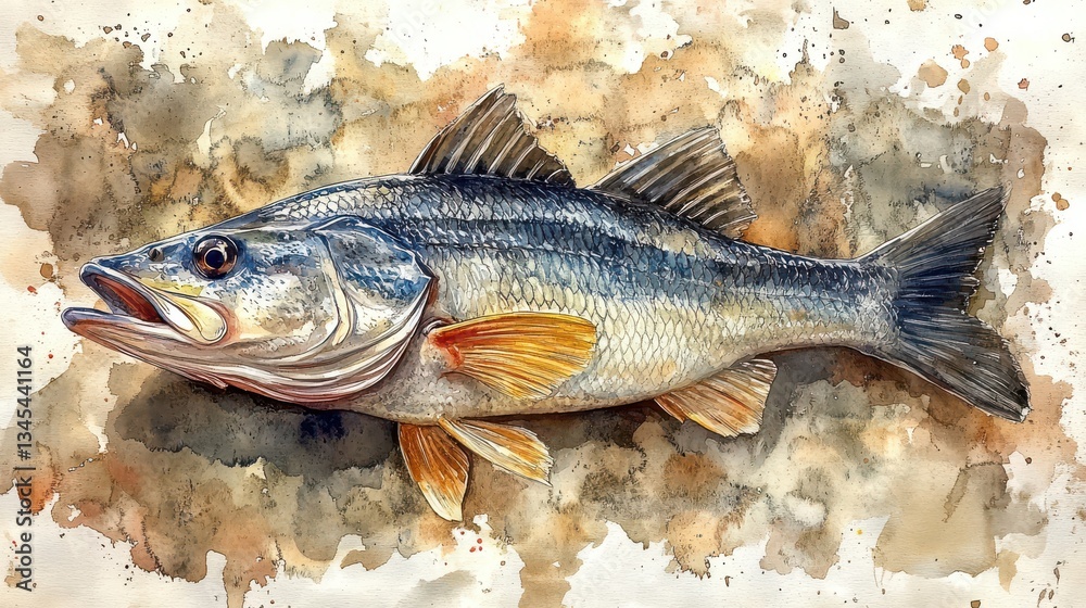 bass fish clipart digital watercolor clipart detailed illustration ...