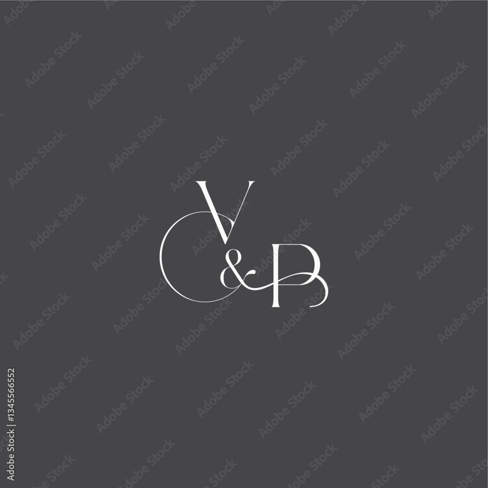 initial with line VP monogram wedding logo concept letter luxury curvy ...