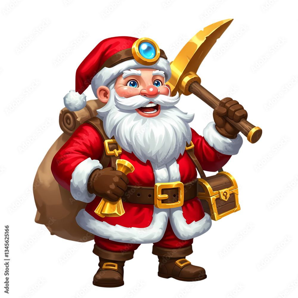 Mining Santa Claus Cartoon on Transparent background Stock Illustration ...