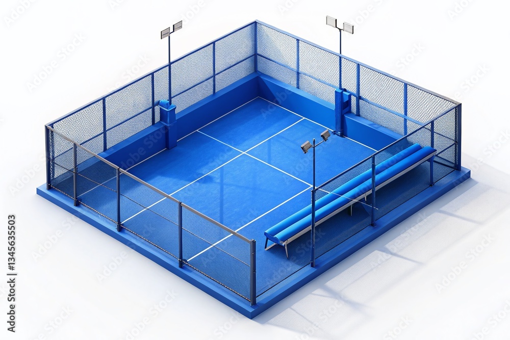Isometric Blue Padel Court 3D Render - Isolated Sport Illustration ...