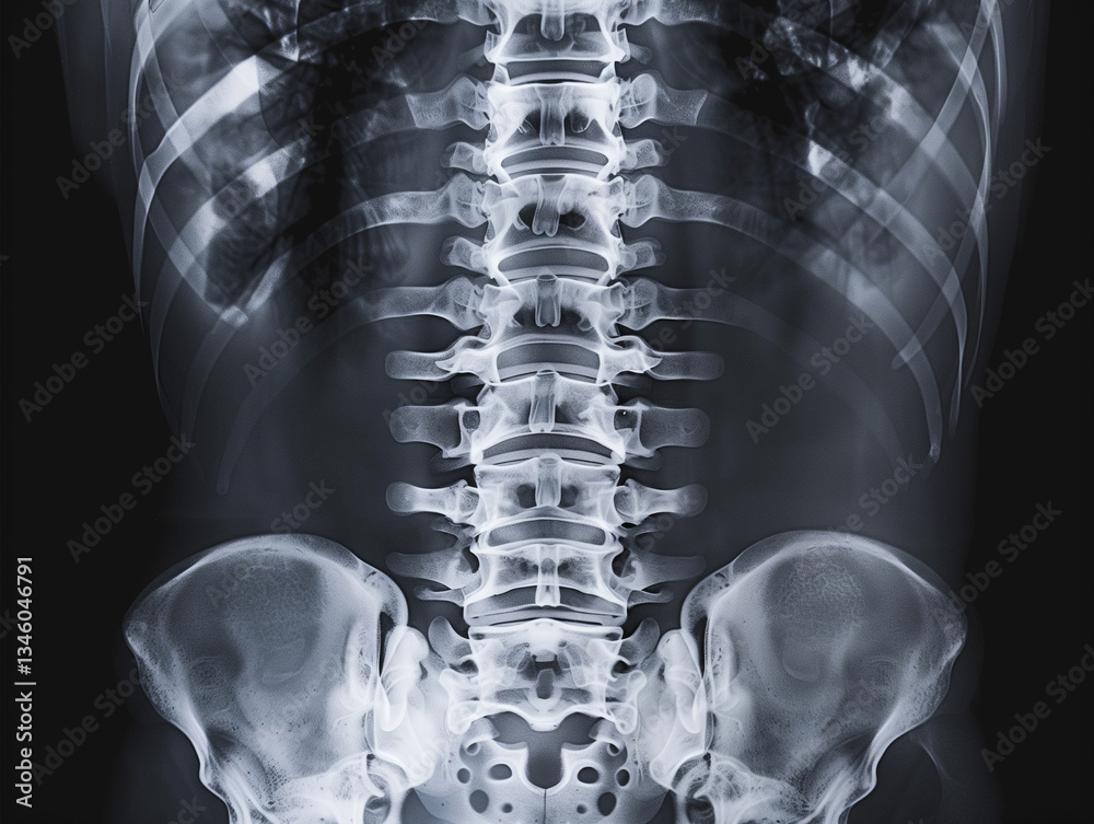 X-ray Spine: A detailed radiographic image showcases the intricate ...