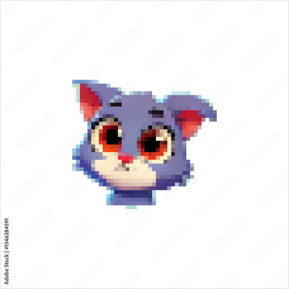 Pixel playful kittens. Little yak cats smiling cutely. Friends for a ...