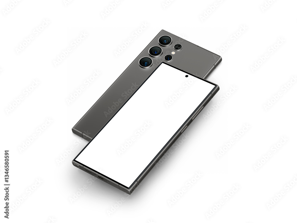 High quality realistic 3d render smartphone ui ux screen mockup with ...