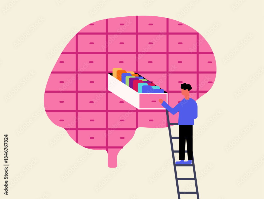 Brain mental memory drawer storage illustration Stock Vector | Adobe Stock