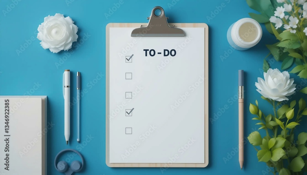Planification et gestion des tâches, checklist to do list 3D sur fond ...