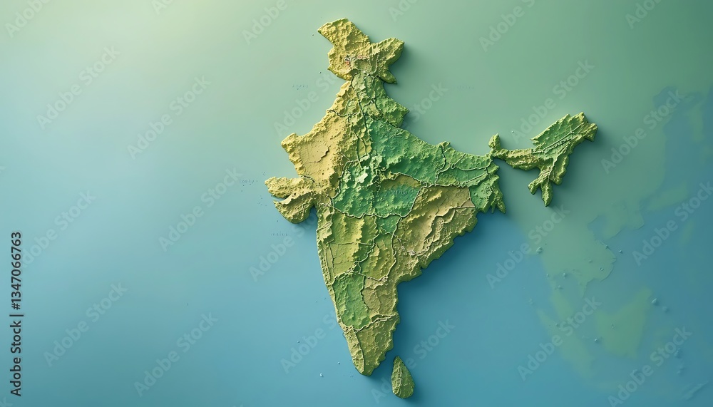 Detailed Topographic Map of India's Landscape and Geographical Features ...