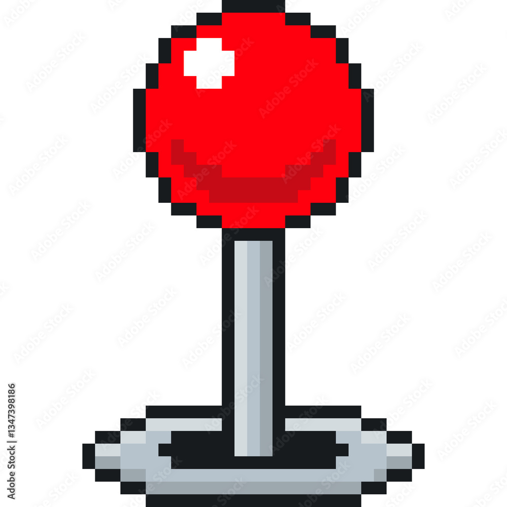 pixel art arcade machine. Joystick controller. 8 bit game console Stock ...