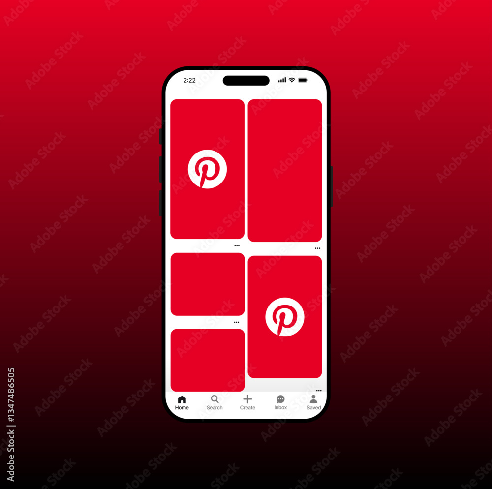 Pinterest photo frame UI mockup template. Pinterest image post and pin ...