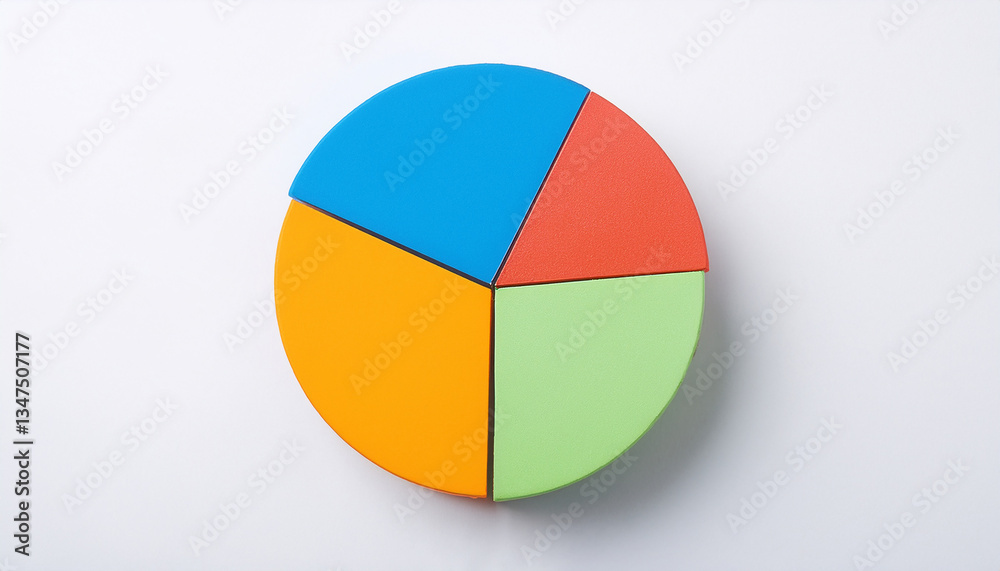 Flat lay pie chart with 4 segments, perfect for visual data ...