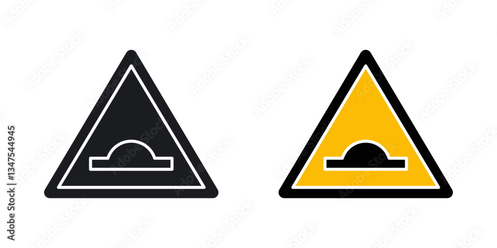 Caution speed Ramps sign vectors in black and colored version Stock ...