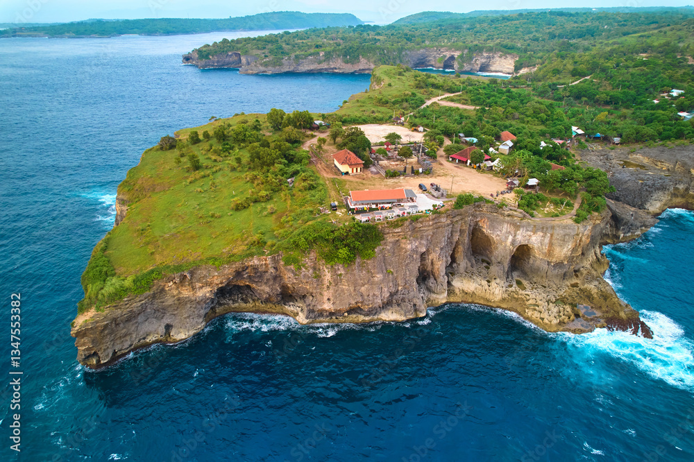 Cinematic aerial landscape shots of the beautiful island of Nusa Penida ...