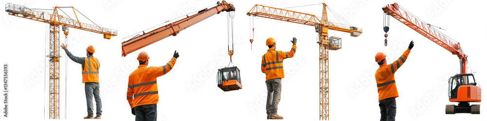 set of Correct instructions for operating a crane, hand signals: the ...