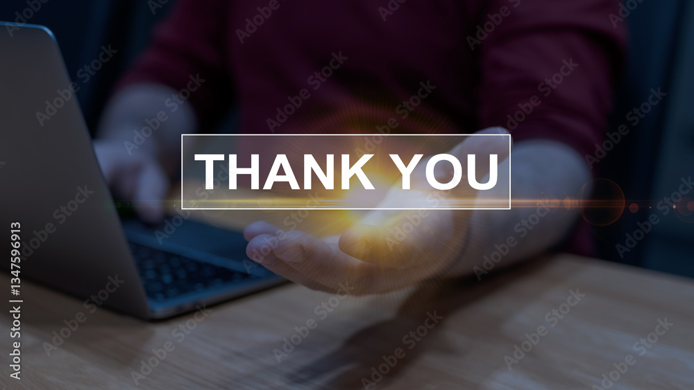 Digital Gratitude and Appreciation Concept with Thank You Message in a ...
