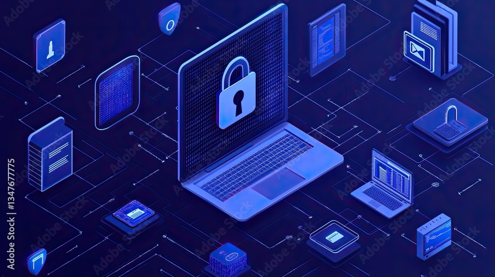 Stock-Illustration „Network access control (NAC) enforcing security policies by monitoring and ...