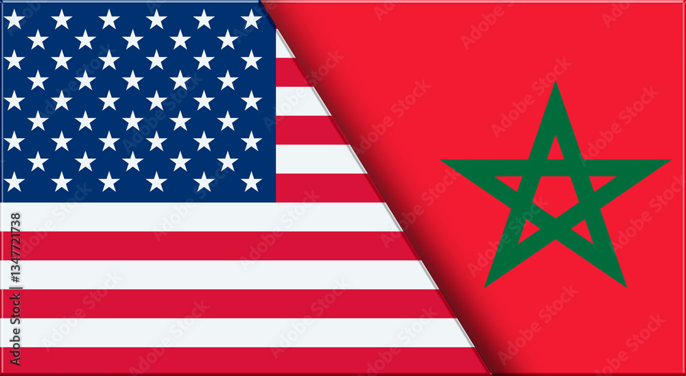 Flags of USA and Morocco. United States and Moroccan National flags ...