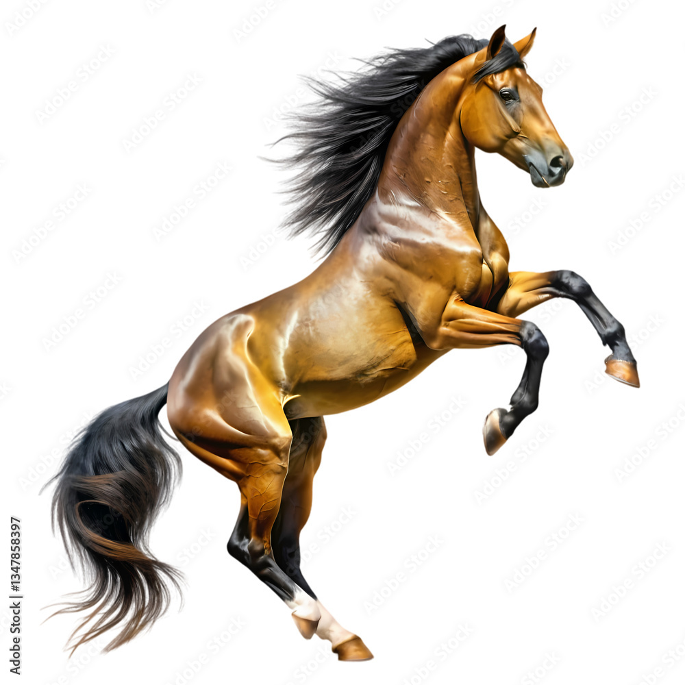 Powerful Golden Horse Rearing Up isolated on transparent background ...