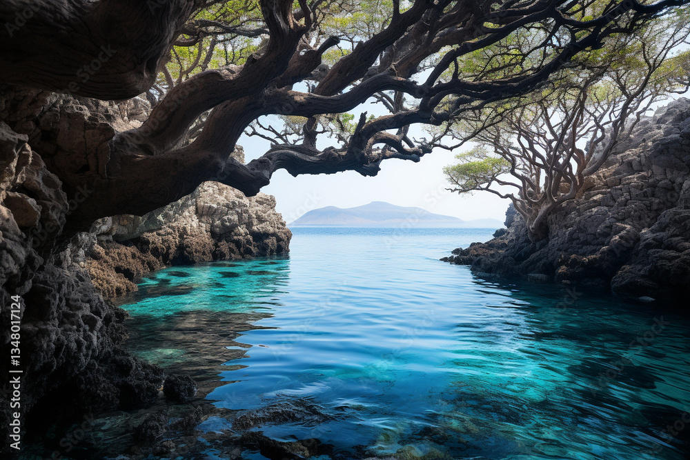 sea cave mystical ambiance is unveiled through its coastal entrance ...