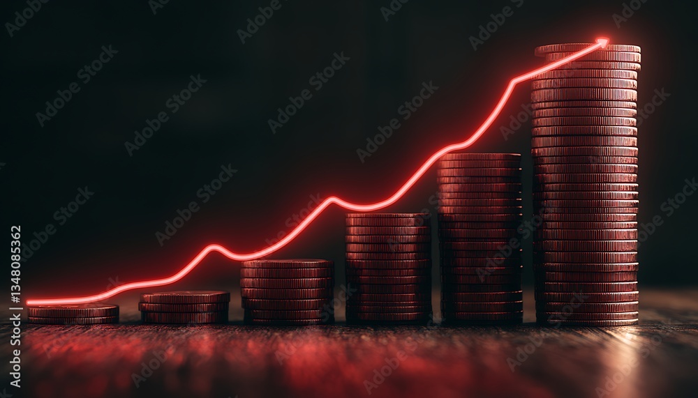 Rising Coin Stacks with Growth Graph. Stock Photo | Adobe Stock