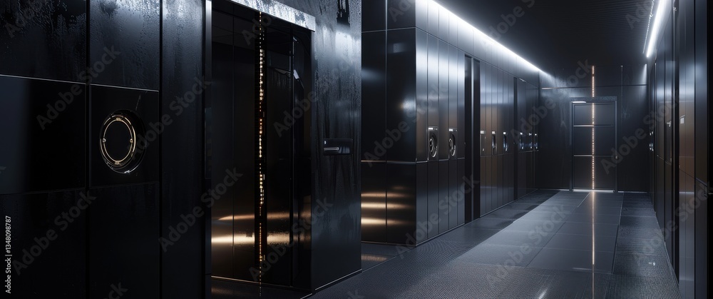 Encrypted environment design shows a private digital fortress, dark ...