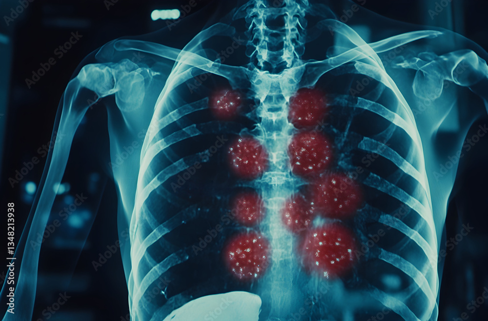 Medical Illustration Of Tuberculosis Bacteria Highlighted In Human ...