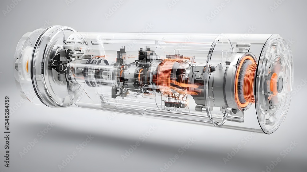 Cutaway view of a sleek advanced electric motor concept with a ...