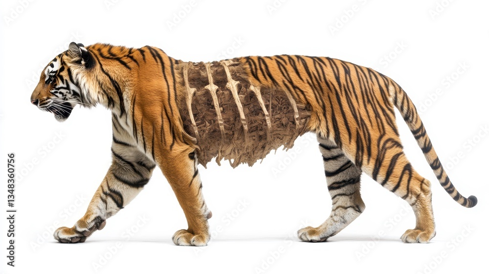 Tiger anatomy revealed exploring unique features of a tiger in a studio ...