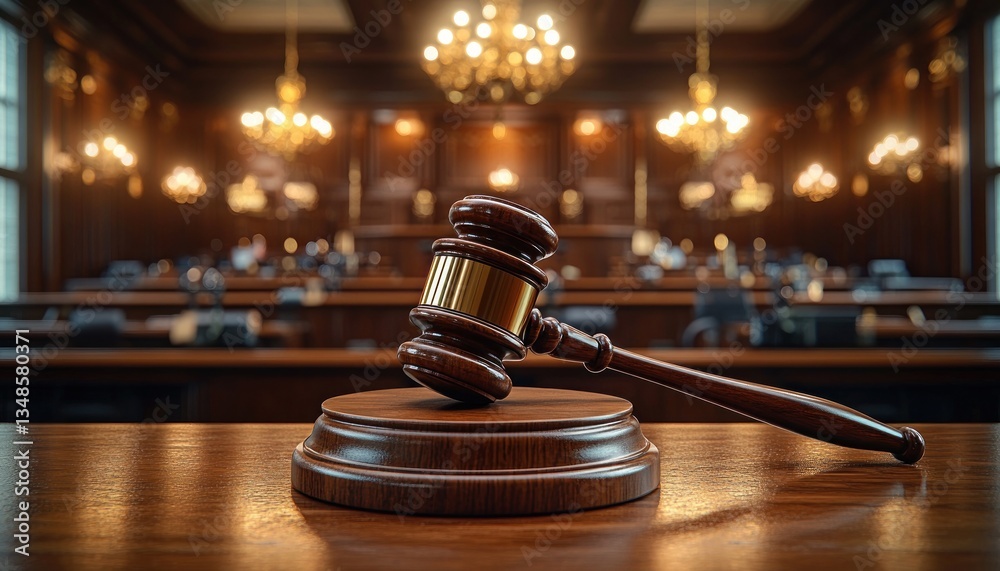 Courtroom Justice: Honorable Judge with Gavel Delivering Not Guilty ...