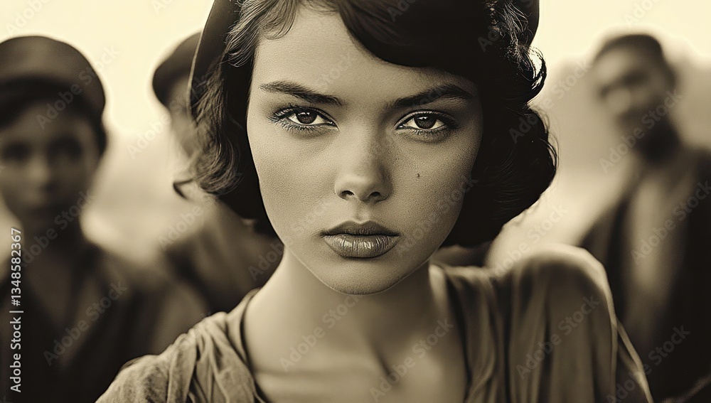 Contemplative Woman in Historical Slavery Signifying Five Generations ...